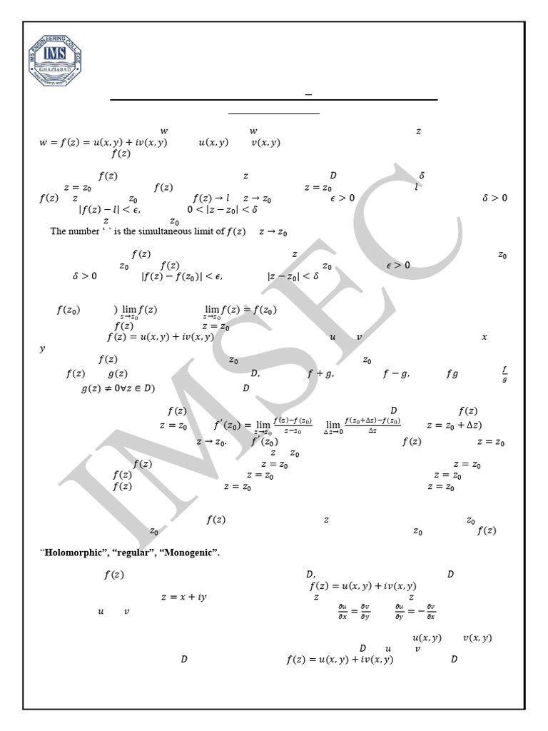 Unit IV, Maths II (Bas 203) | PDF | Function (Mathematics) | Complex Analysis