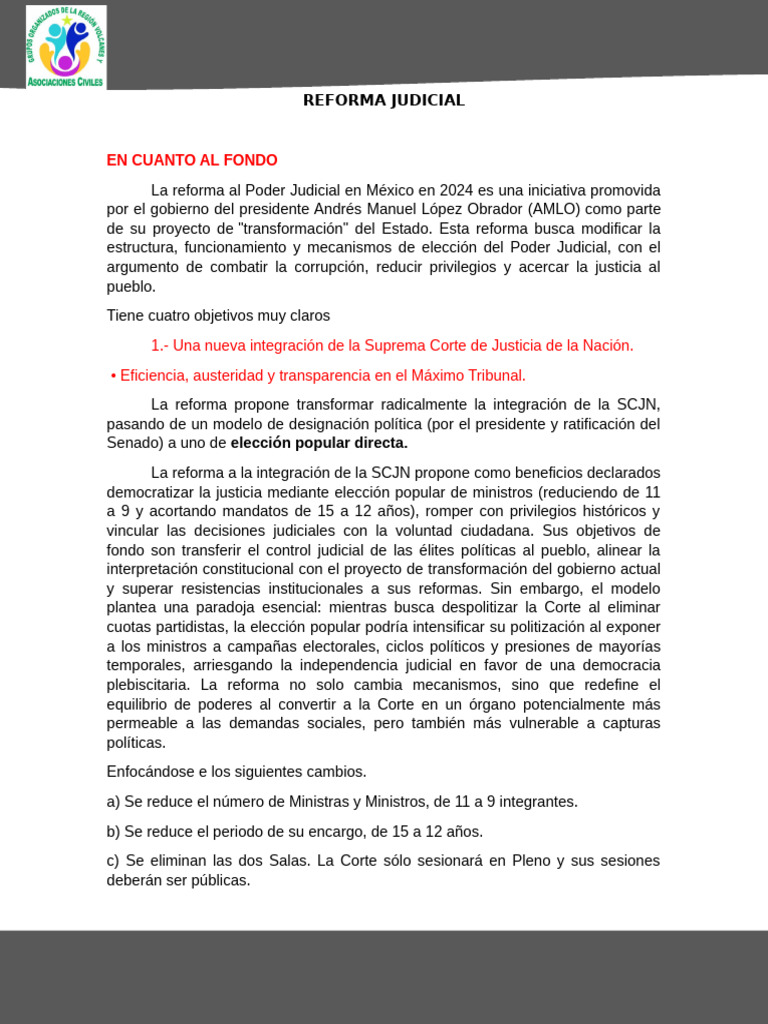 Reforma Judicial en México 2024: Claves y Cambios | PDF | Judicaturas ...