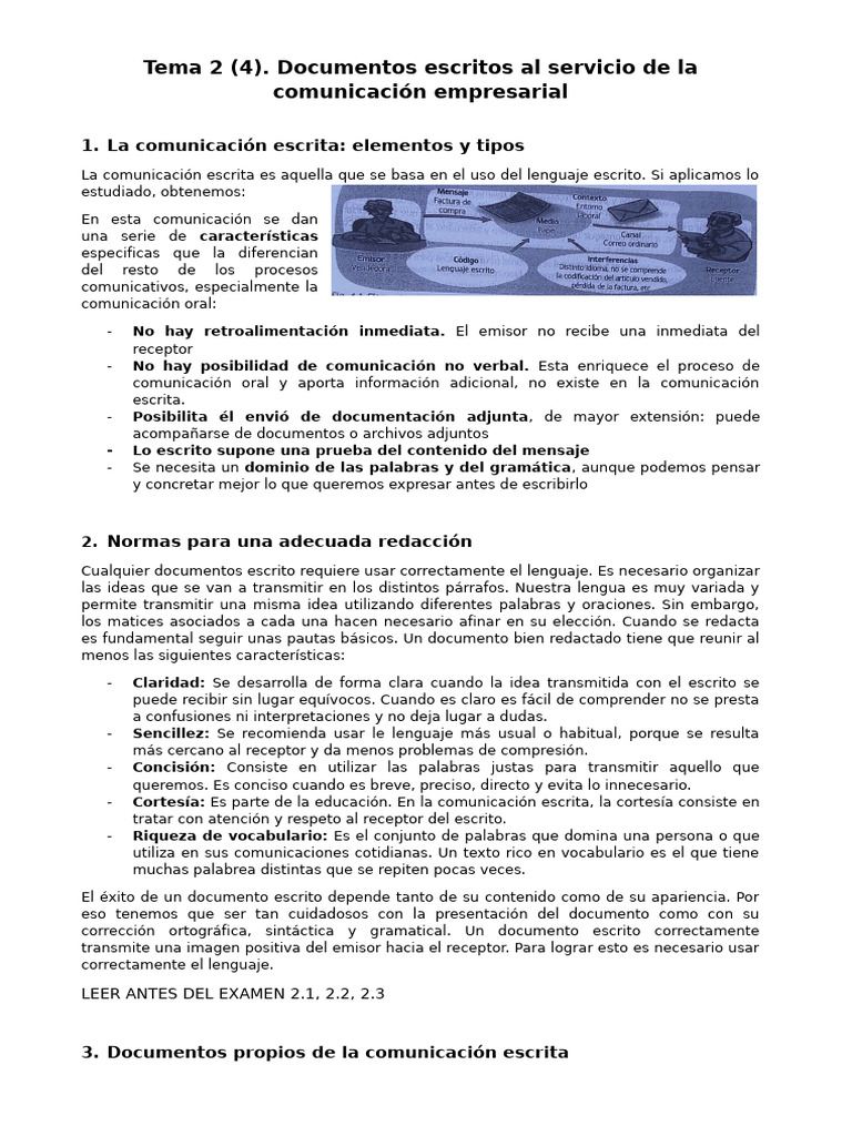 Tema 2 (4) - Documentos Escritos Al Servicio de La Comunicación Empresarial | PDF | Comunicación ...