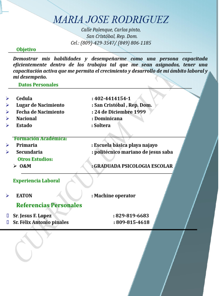 CV de Maria Jose Rodriguez - Psicología Escolar | PDF
