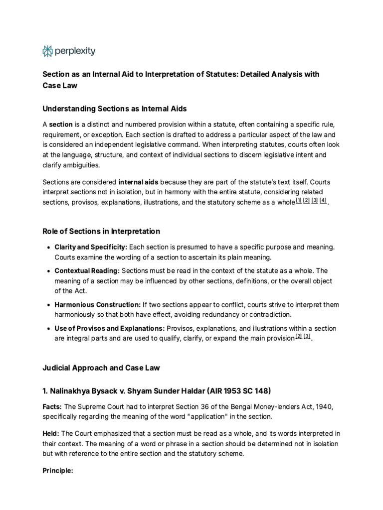Sections as Internal Aids in Law | PDF | Statutory Interpretation ...