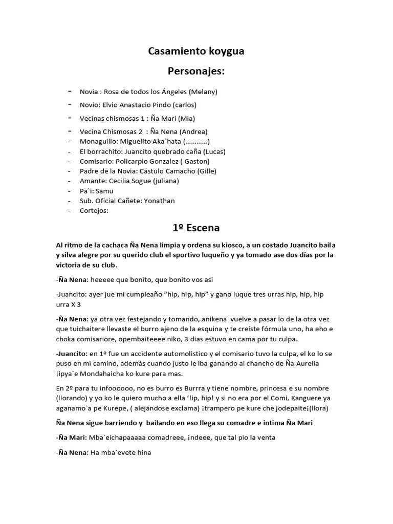 Personajes del Casamiento Koygua | PDF