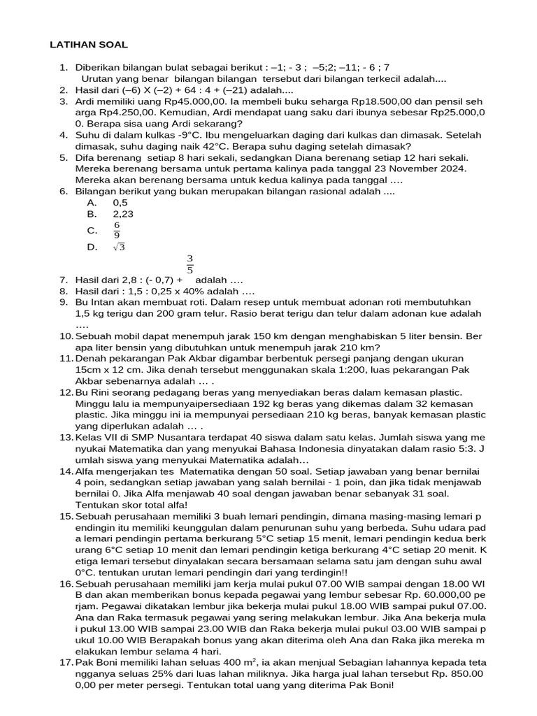 Latihan Soal ASAS Kelas 7 | PDF