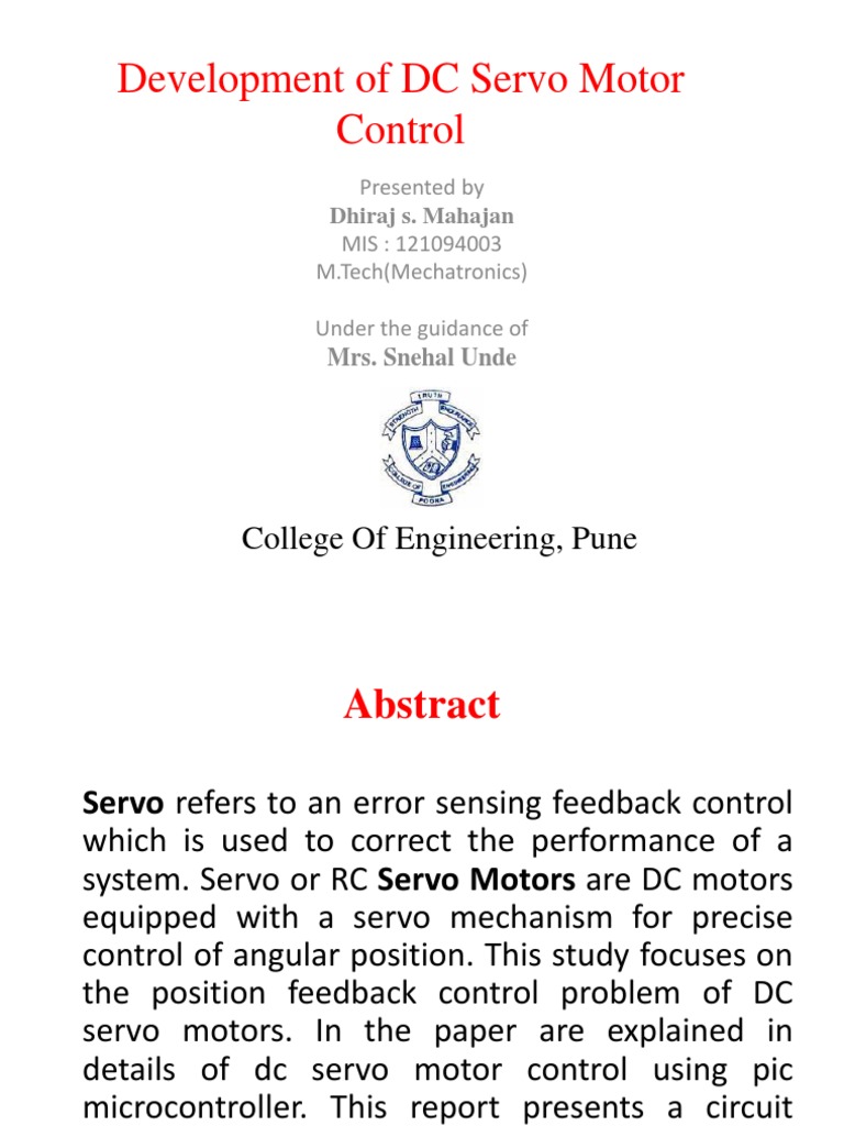 DC Servo Motor Control | PDF | Servomechanism | Pic Microcontroller