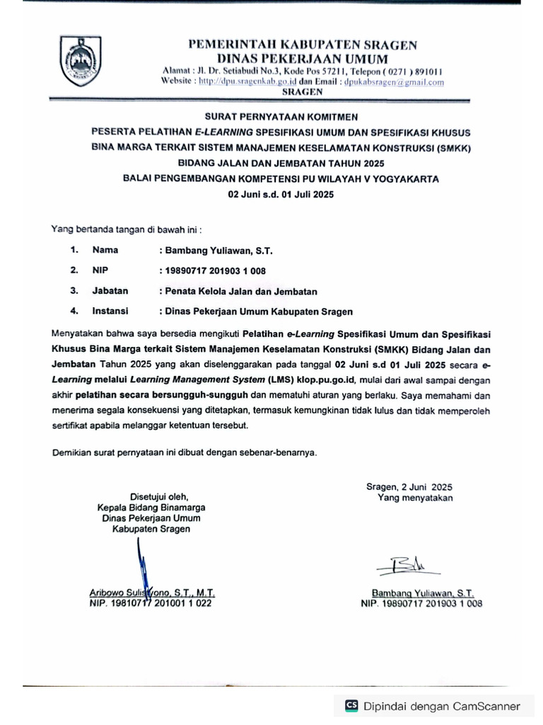 Surat Pernyataan Komitmen | PDF