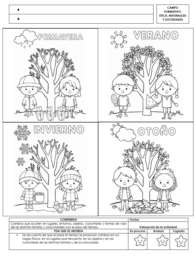 Hoja de trabajo: Estaciones del año | PDF