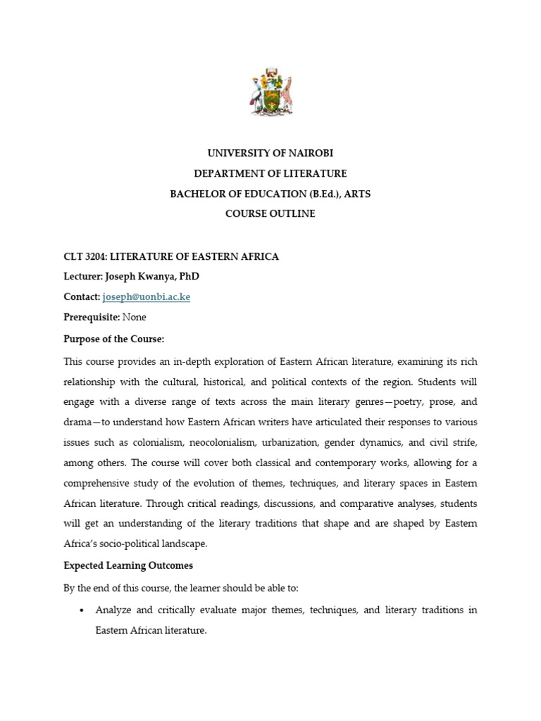 Eastern African Literature Course Outline | PDF | African Literature ...
