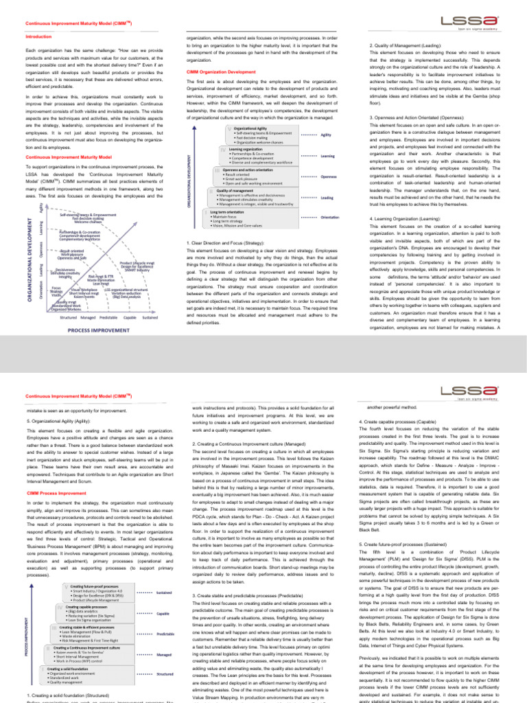 Continuous Improvement Maturity Model | PDF | Design For Six Sigma ...