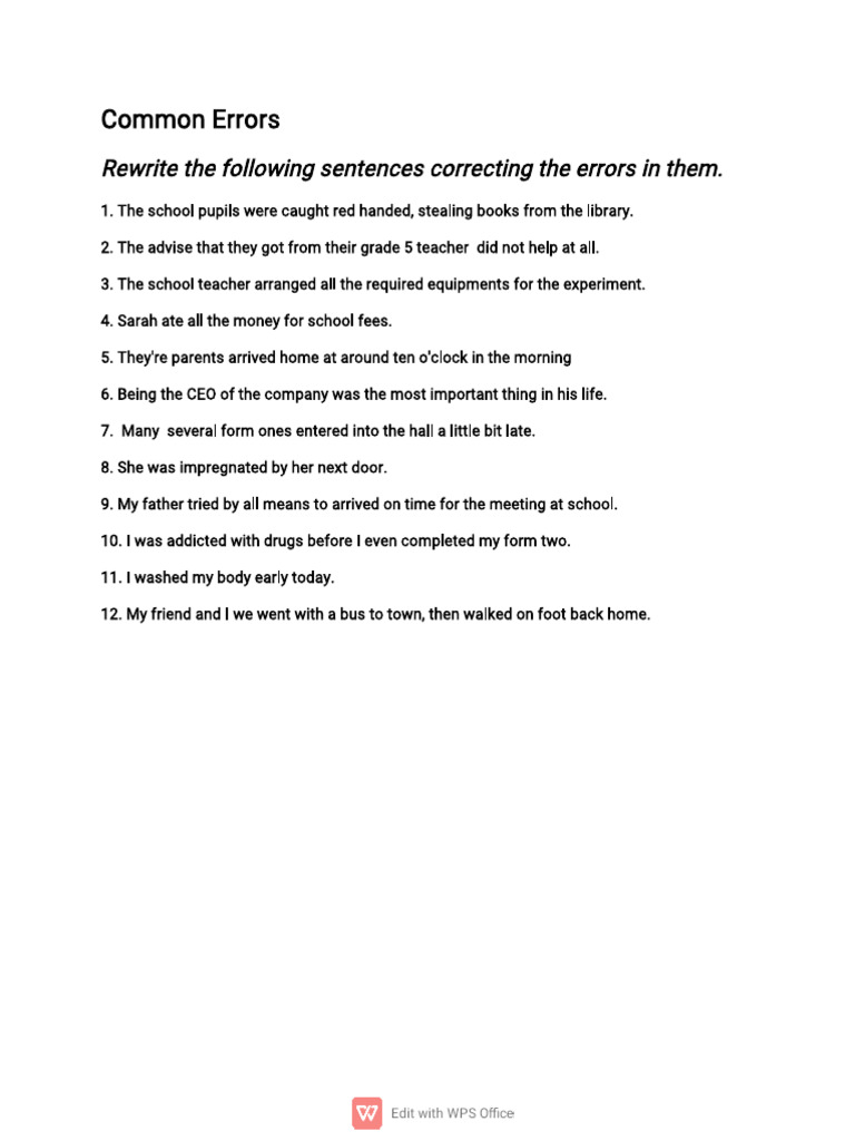 Common Errors-WPS Office | PDF