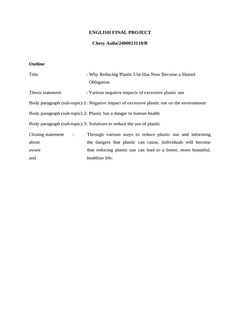 Reducing Plastic Use: A Shared Duty | PDF | Plastic | Pollution