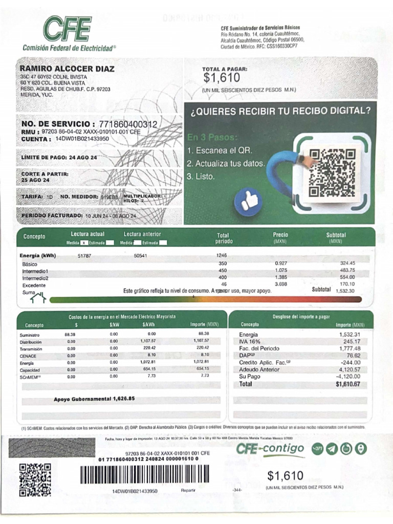 comprobante CFE | PDF