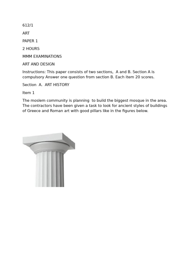 Art and Design Exam Paper Overview | PDF