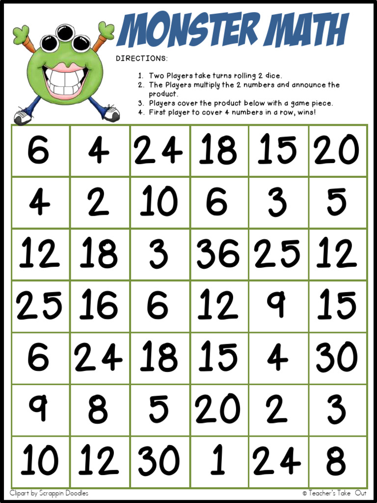 Monster Math Multiplication Game | PDF