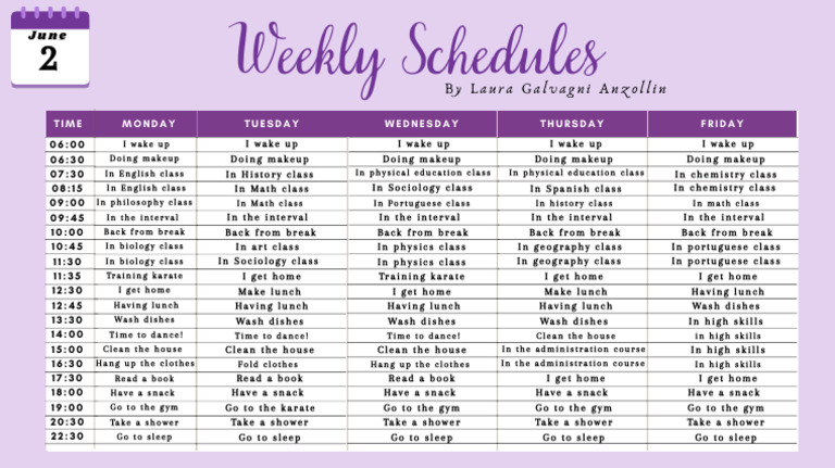 Brown Creative Weekly Calendar | PDF