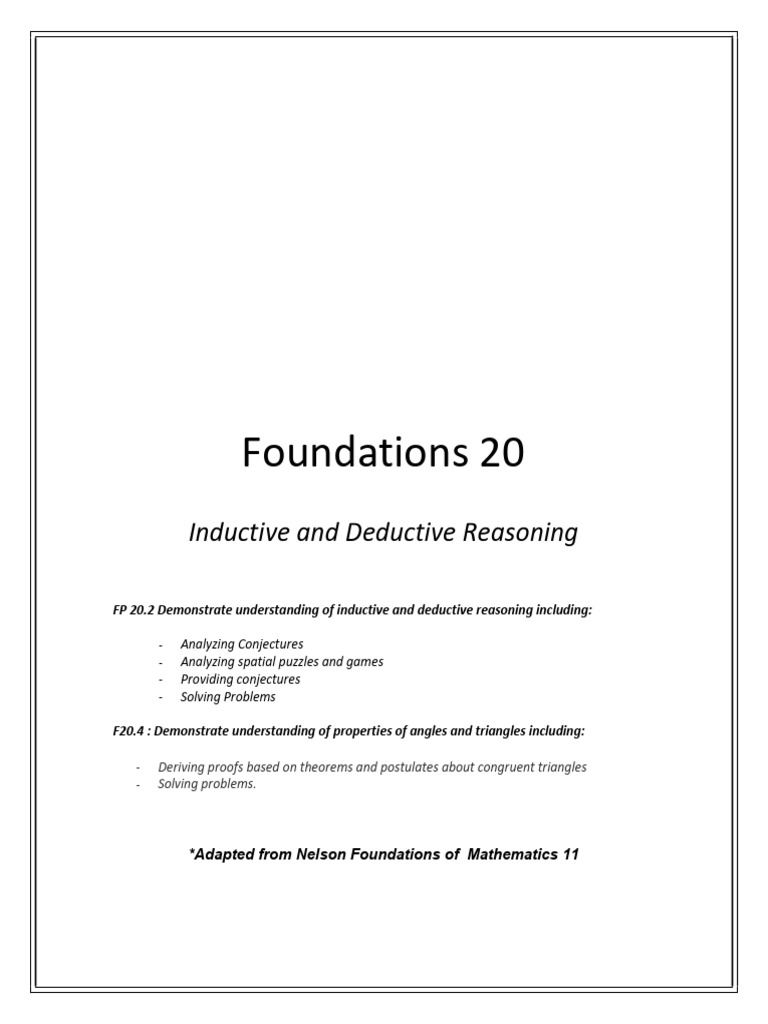 Foundations 20 Unit 1 Notes Booklet | PDF | Triangle | Angle