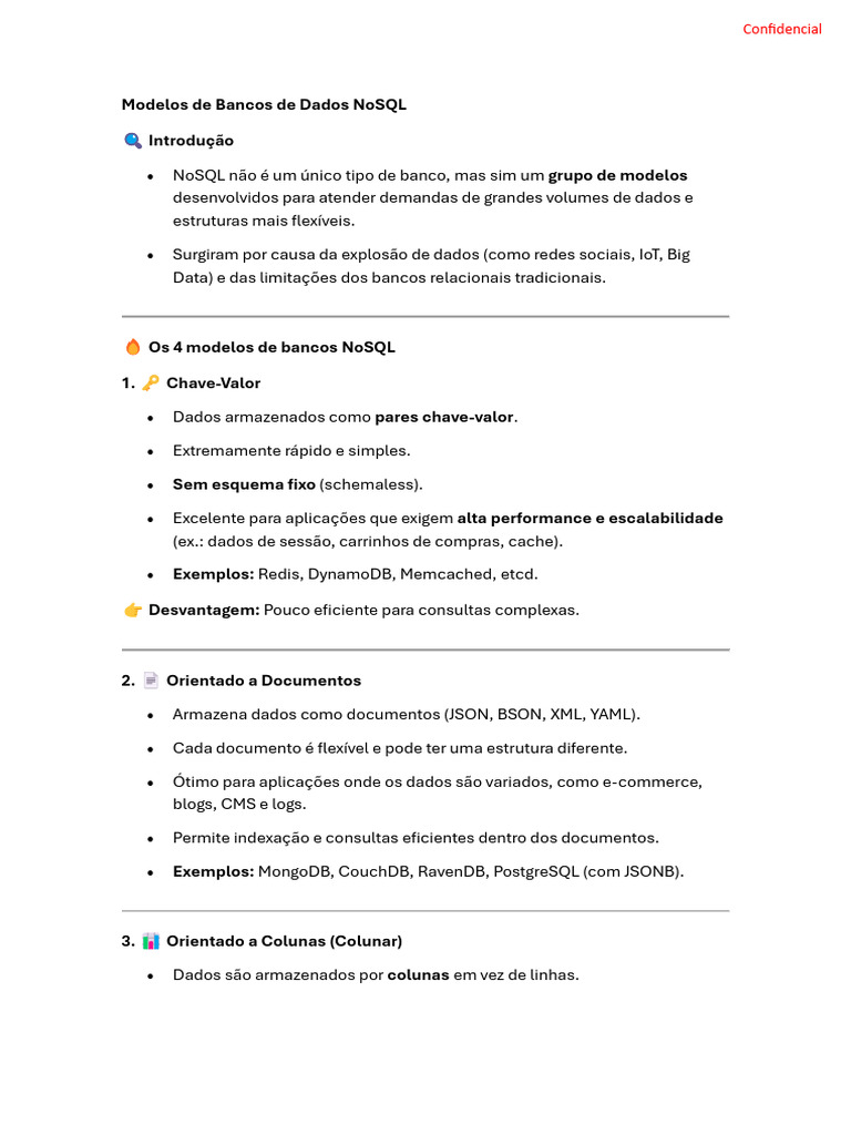 Notas de Aula 1 - Banco de Dados NoSQL | PDF | No SQL | Bancos de dados