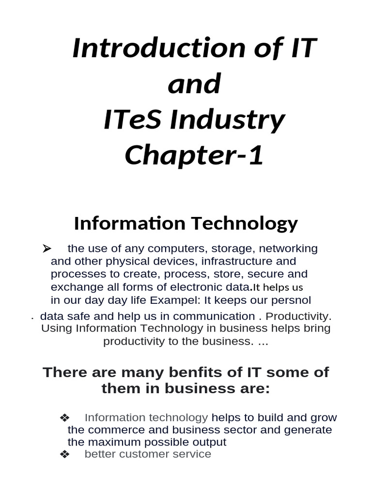 Introduction of IT and Ites | PDF | Outsourcing | Information Technology