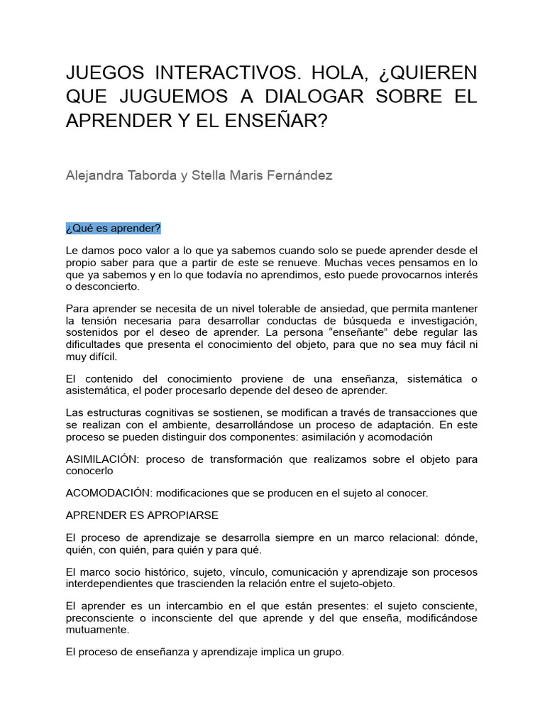 Taborda estaciónII resuMEN | PDF | Aprendizaje | Enseñando