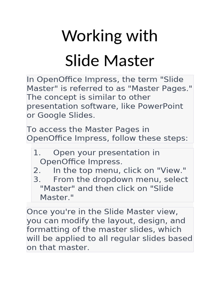 Working With Slide Master | PDF | Page Layout | Software