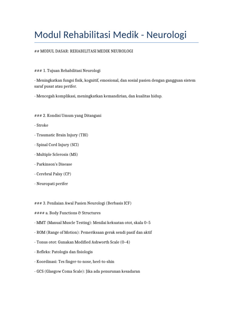 Rehab Medik Neurologi | PDF