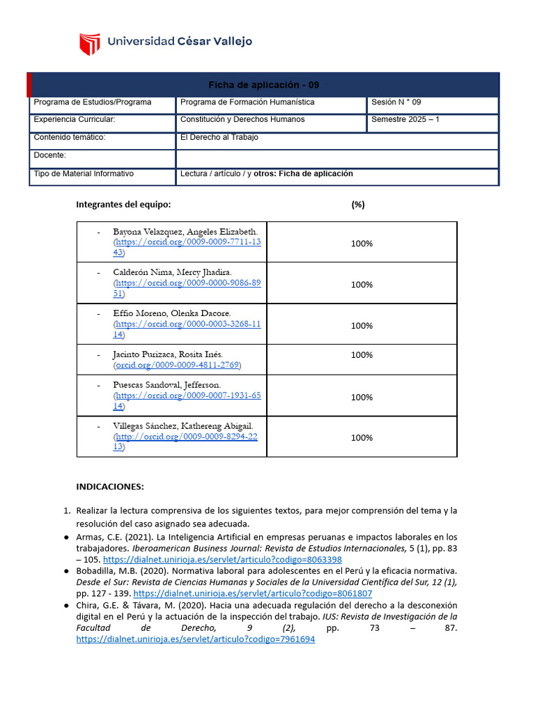Ficha de Aplicación s09 - g02 | PDF | Derecho laboral | Multa (pena)