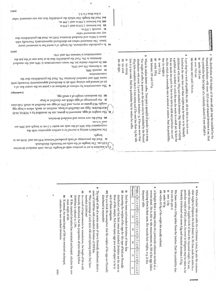 Normal Distribution - S2 Ex 2A - Find Prob Mean SD - Questions With Answers | PDF
