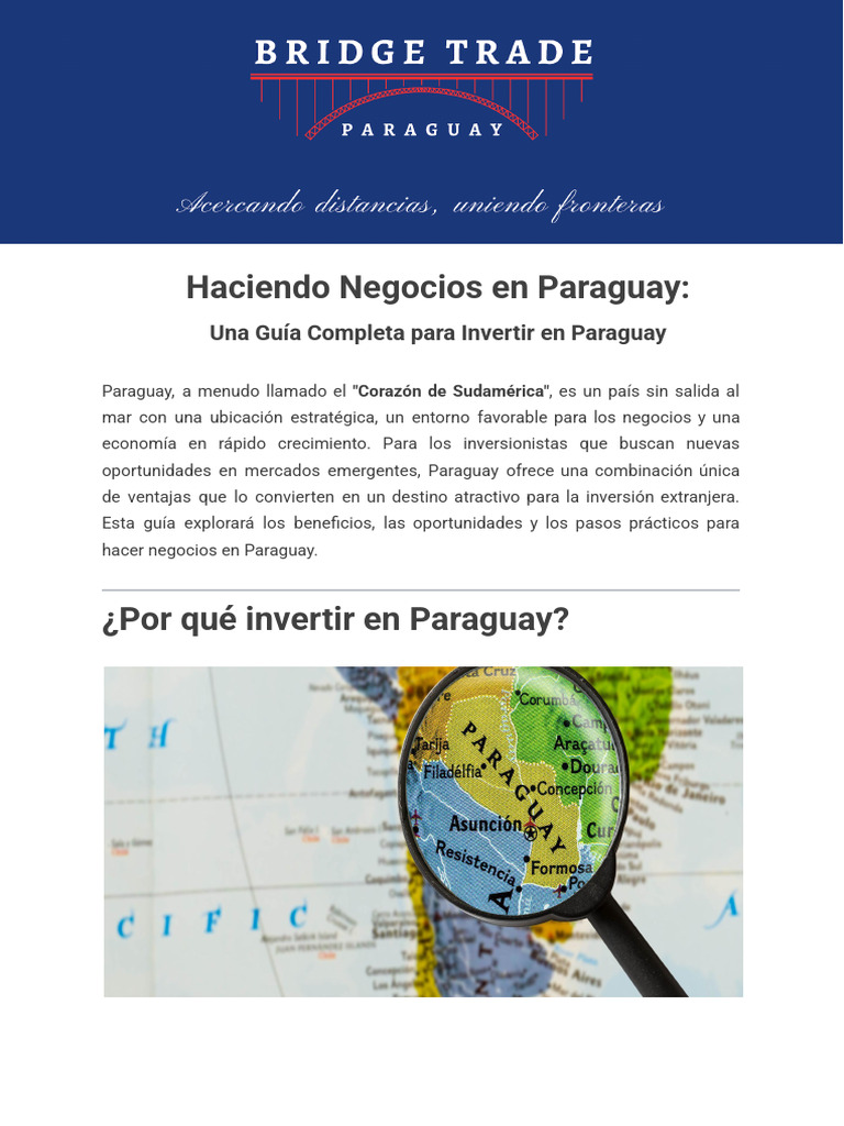 Guia Completa Para Hacer Negocios en Paraguay Oportunidades de Negocios Poco o Inexploradas ...