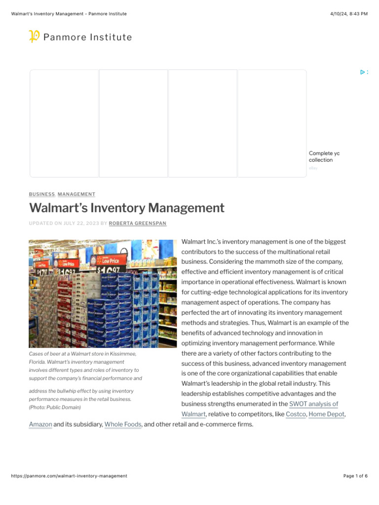 Walmart's Inventory Management - Panmore Institute | PDF | Inventory ...