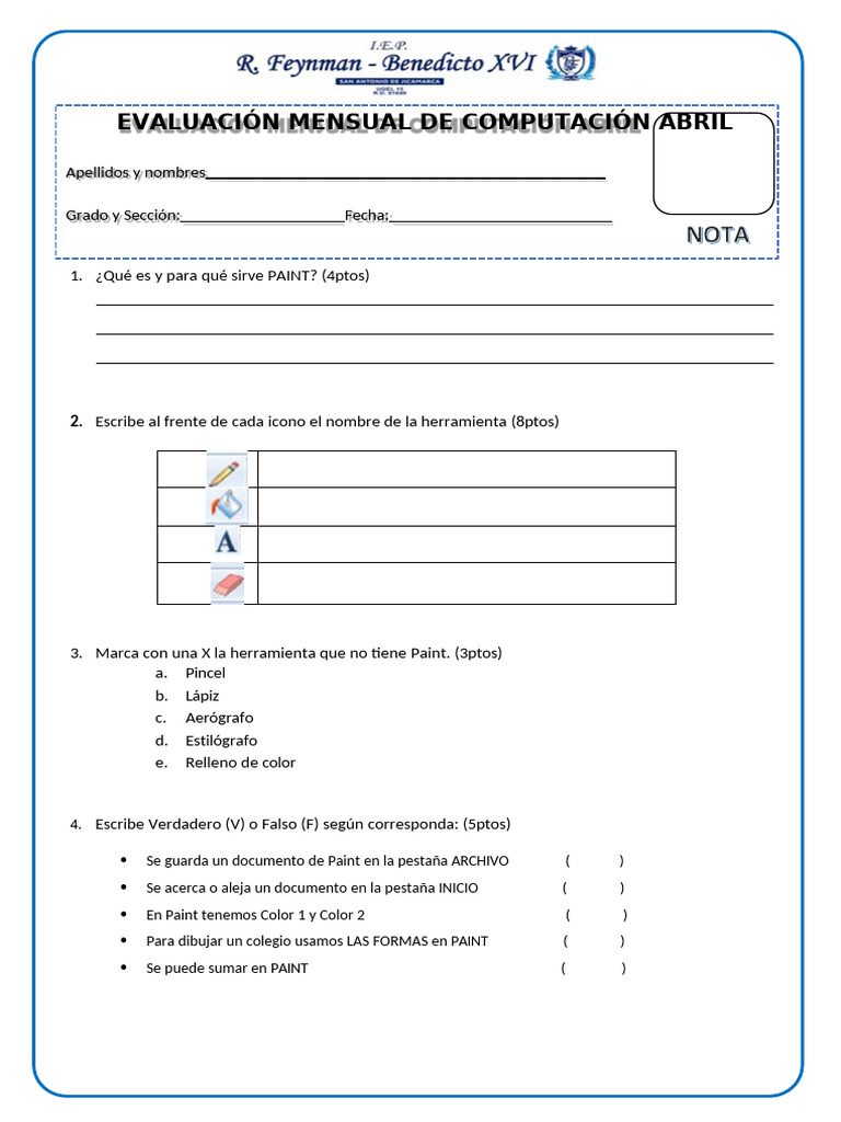 Examen De Computación Pdf