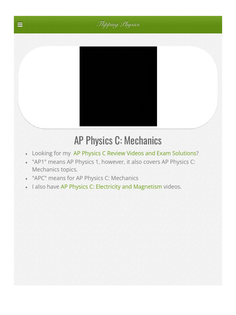 AP Physics C Mechanics Review Videos | PDF | Force | Acceleration