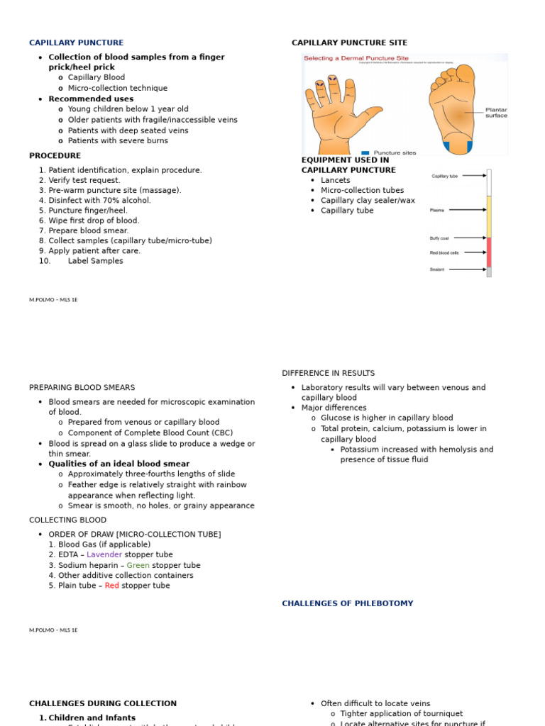 Capillary Puncture Blood Collection Guide | PDF | Blood Donation | Cortisol