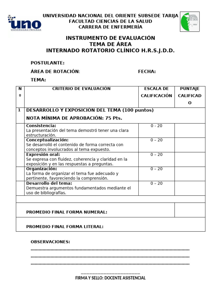 Instrumento de Eval HRSDD 10 Temas 2024 | PDF
