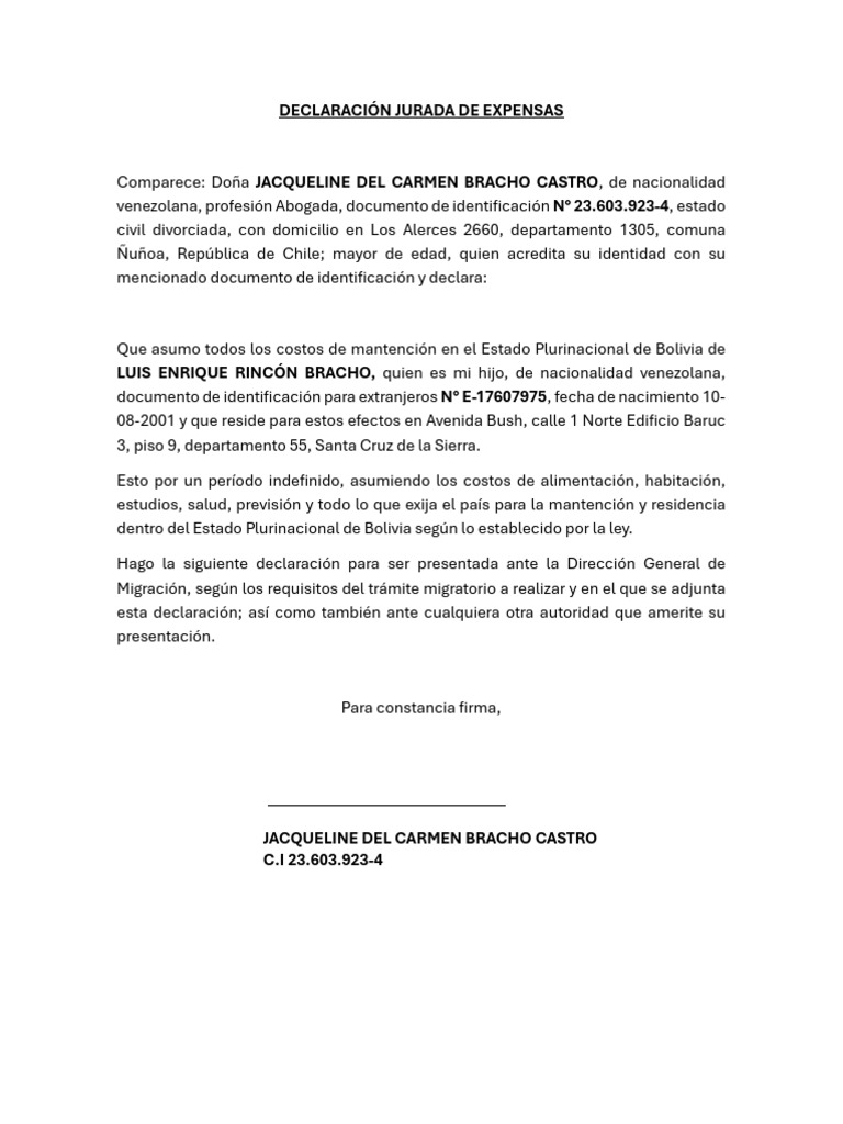 Declaración Jurada de Expensas | PDF