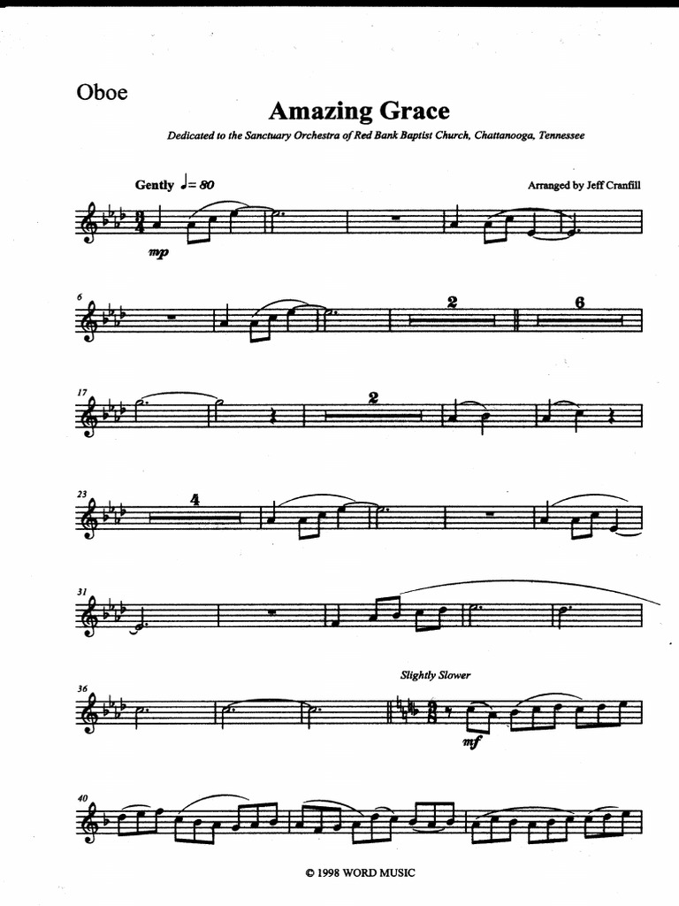 PARTITURA - OBOÉ - Varias - Amazing Grace - Oboé | PDF