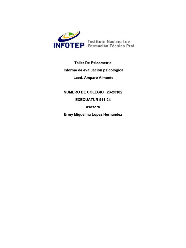 Informe de Pruebas Psicometricas 2 | PDF | Cociente de inteligencia | Cognición