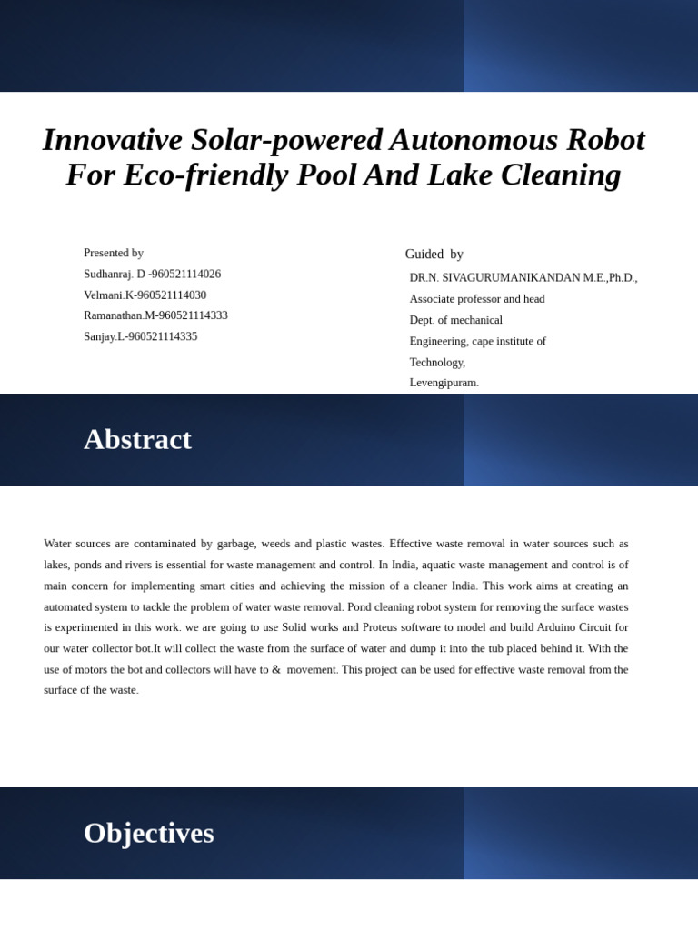 Innovative Solar-Powered Autonomous Robot For Eco-Friendly Pool and ...