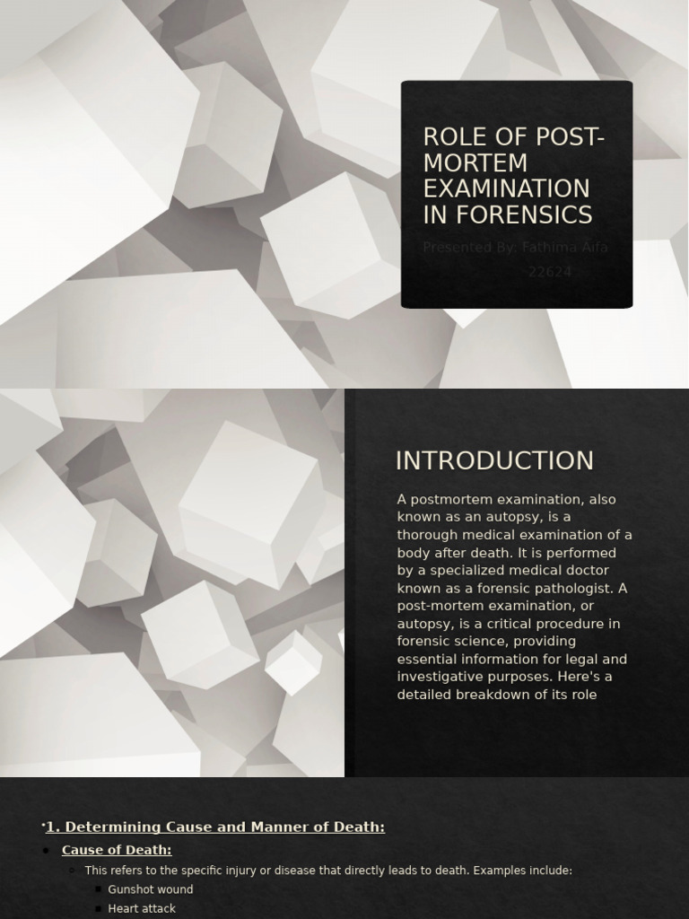 Role of Post-mortem Examination in Forensics | PDF | Autopsy | Forensic ...