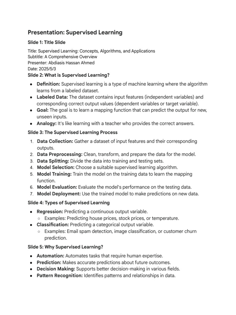 Supervised Learning Overview and Applications | PDF | Support Vector ...