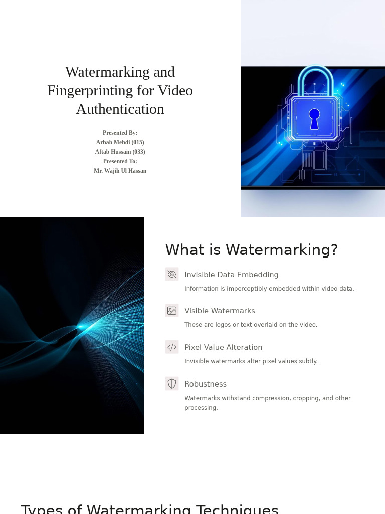 Watermarking and Fingerprinting For Video Authentication | PDF | Computing