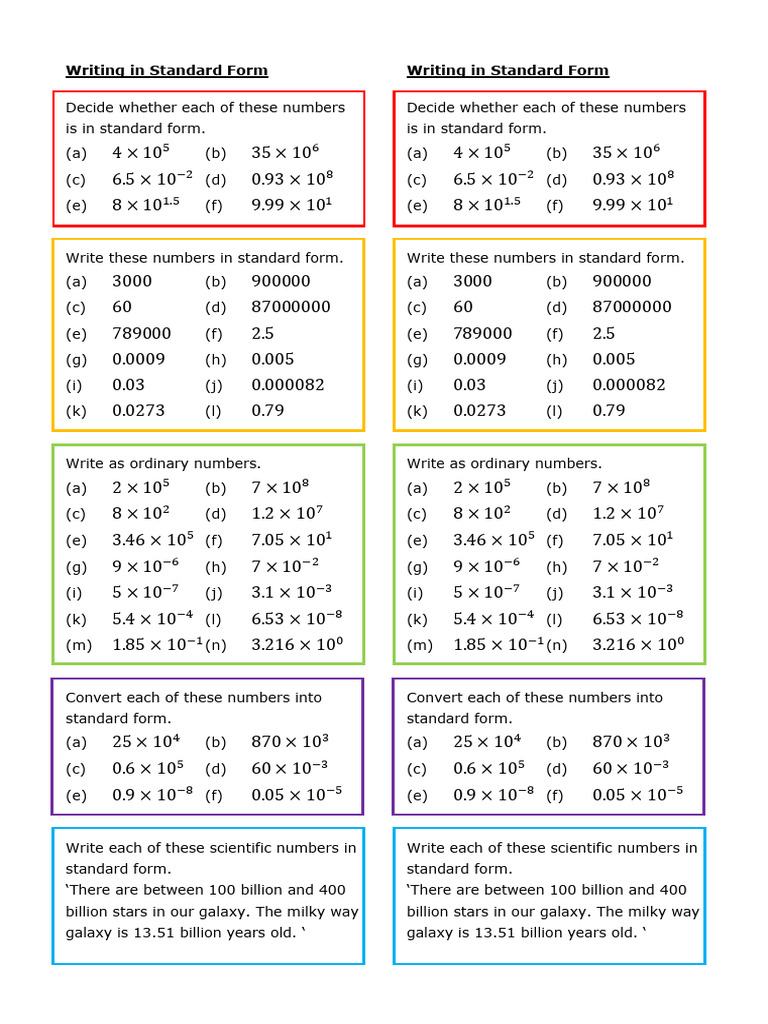 Writing in Standard Form Practice Strips | PDF