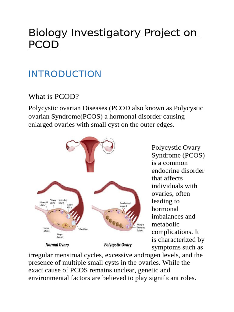 Biology Investigatory Project On PCOD | PDF | Polycystic Ovary Syndrome | Medical Specialties