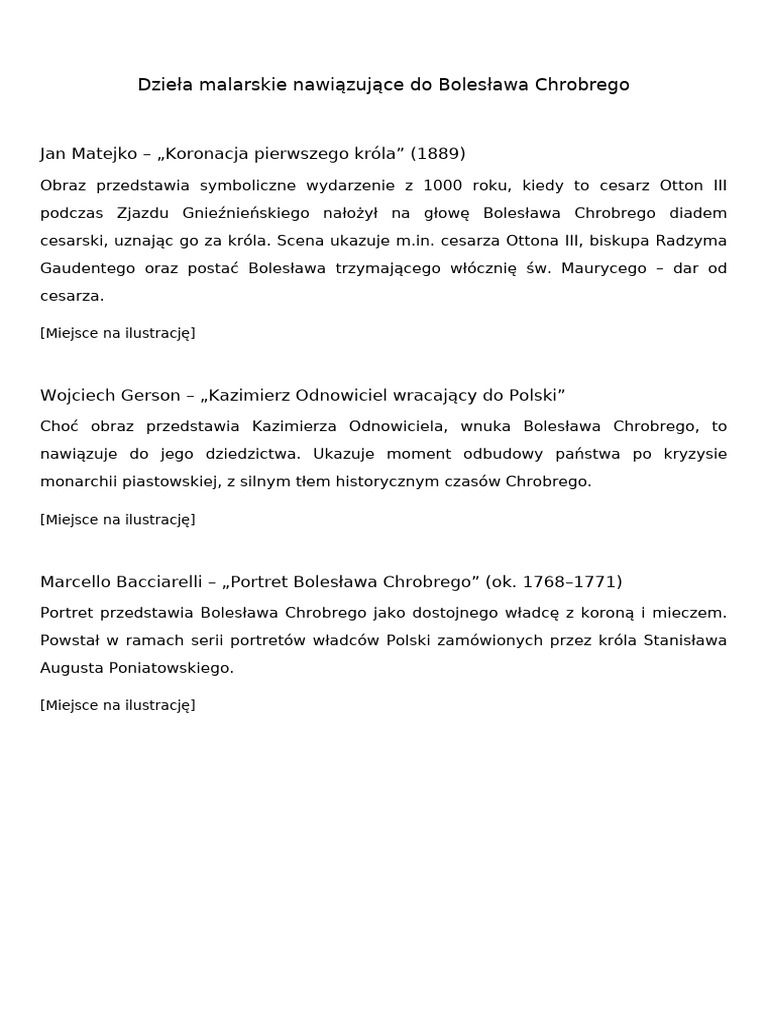 Notatka Boleslaw Chrobry Dziela Malarskie | PDF