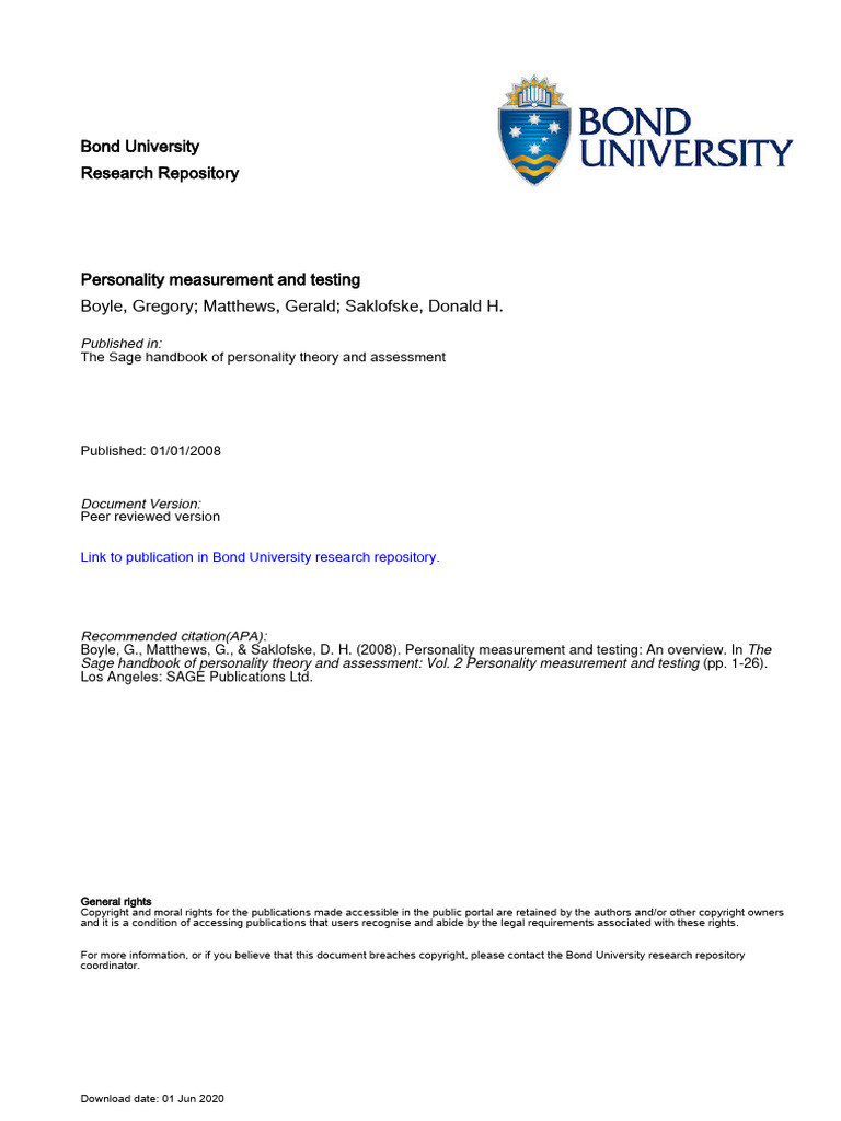 Personality Measurement and Testing an O | PDF | Psychology | Validity ...