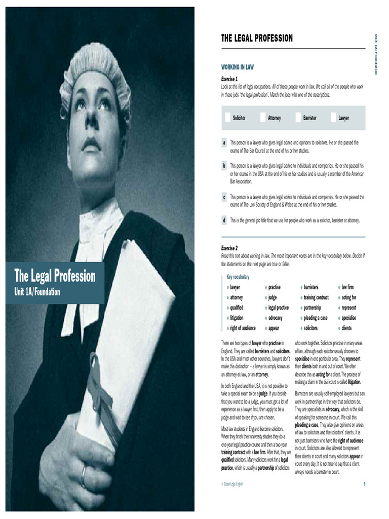 The Legal Profession Unit 1AFoundation | PDF | Barrister | Solicitor