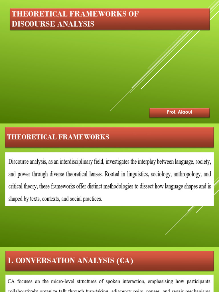 Theoretical Frameworks PRACTICE | PDF | Discourse | Linguistics