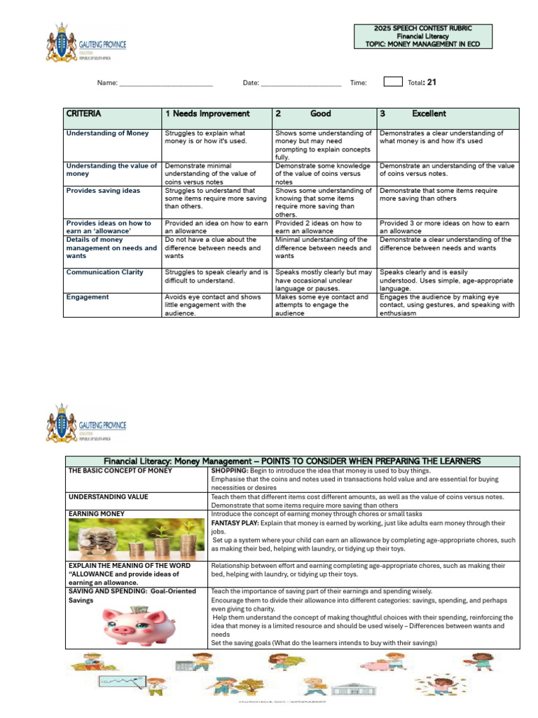 2025 Speech Contest Rubric c | PDF | Money | Toys