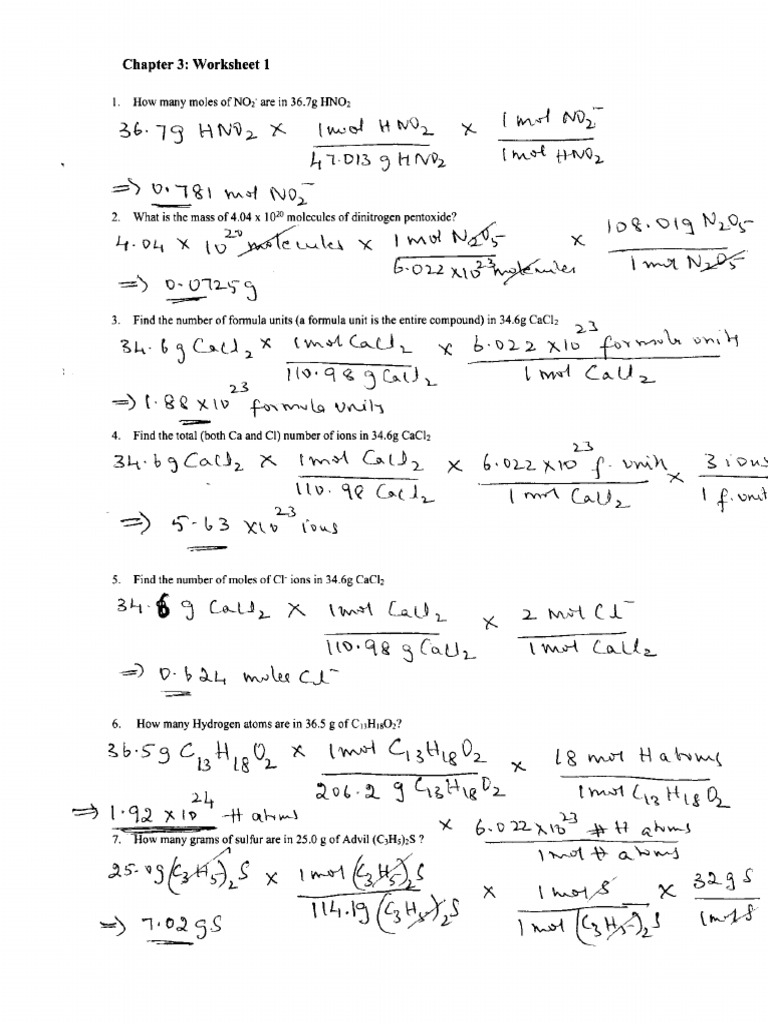Chapter 3 Worksheet 1 Answers-2 | PDF