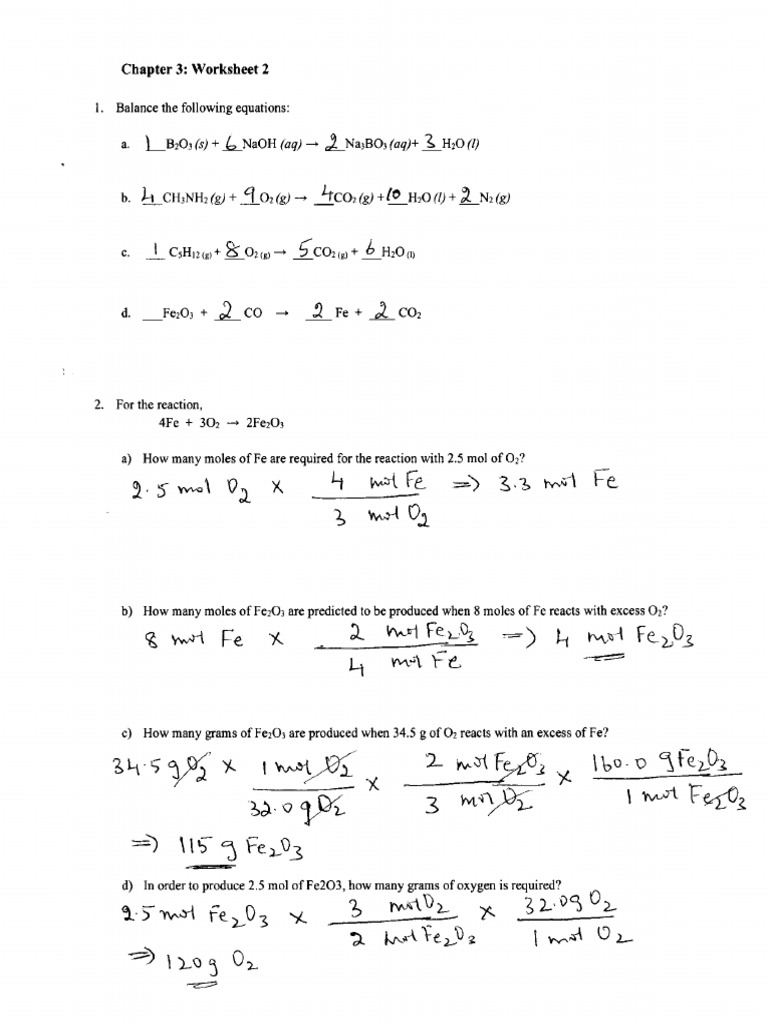 Chapter 3 Worksheet 2 Answers-2 | PDF