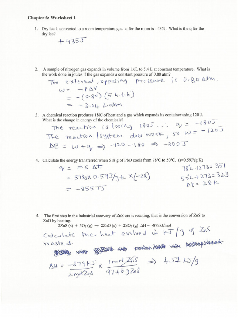 Chapter 6 Worksheet 1 | PDF