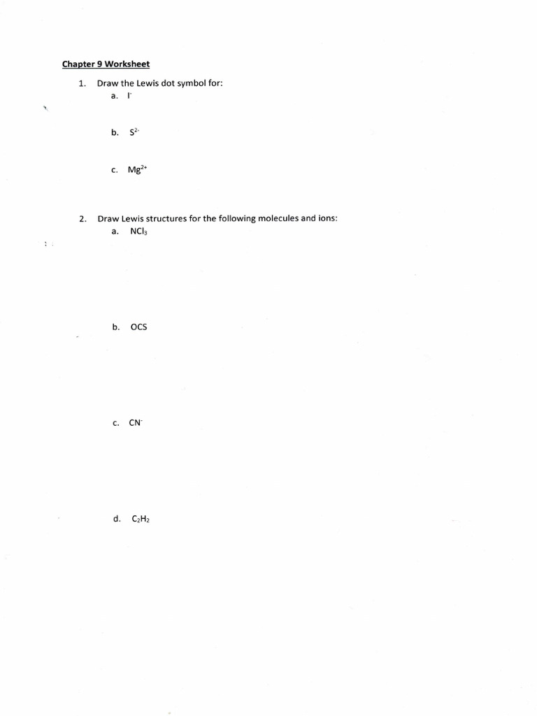 Chapter 9 Worksheet | PDF